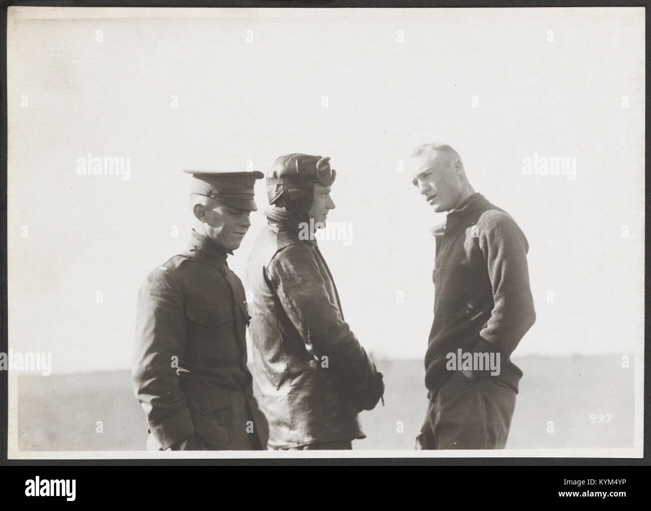 A photograph showing Signal Corps officers in the early stages of ...