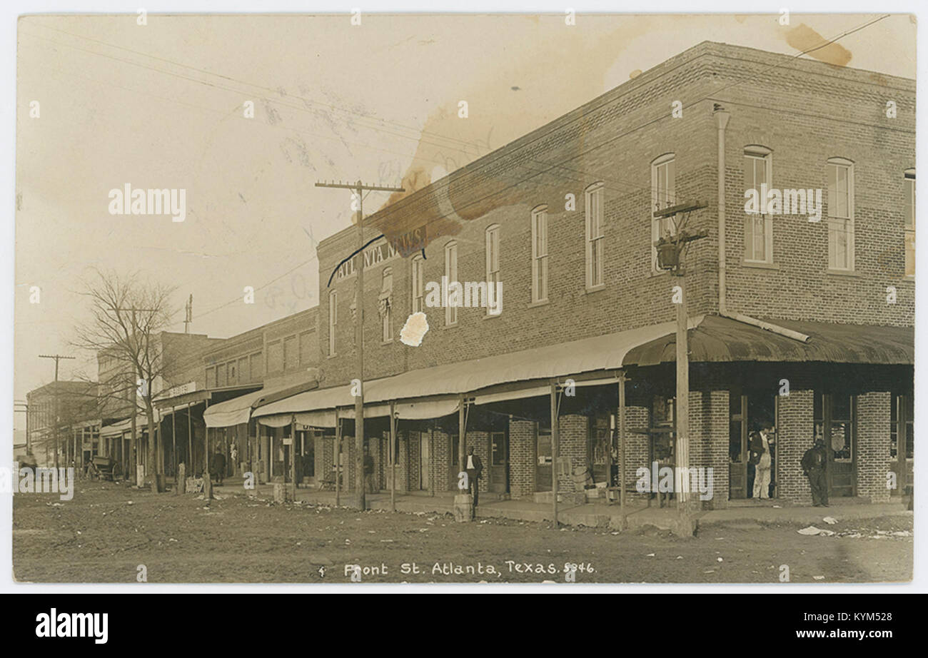 An image from a historic book depicting Front Street in Atlanta, Texas ...