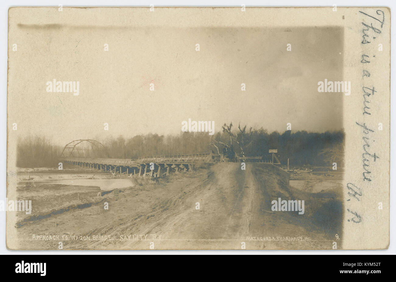 Historical photograph showing the approach to Wagon Bridge, located ...