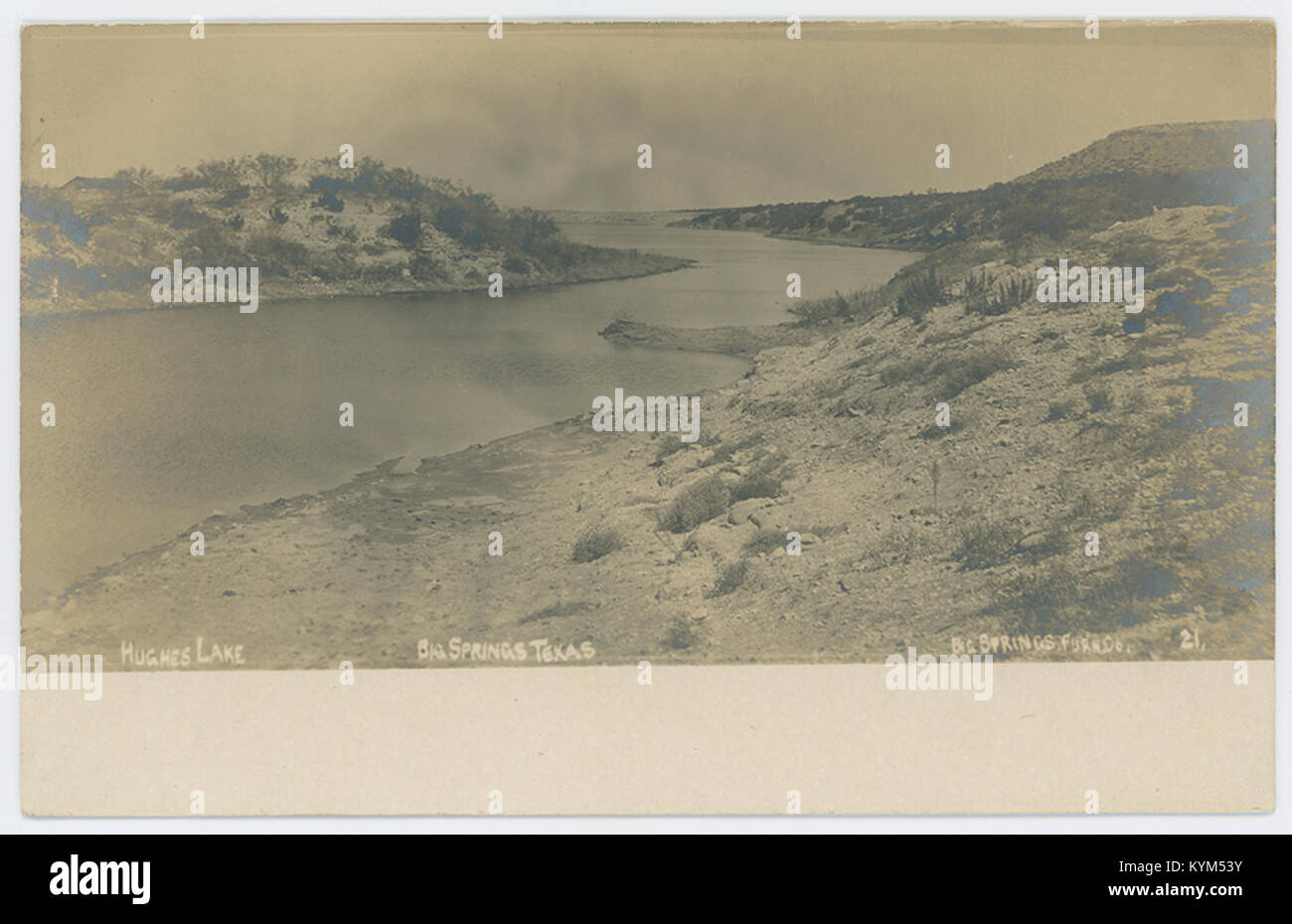 A vintage photograph of Hughes Lake in Big Springs, Texas, showcasing ...