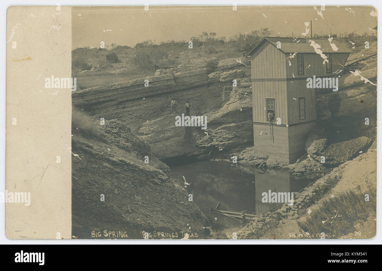 An historic illustration of Big Spring, Texas, showing the town's early ...