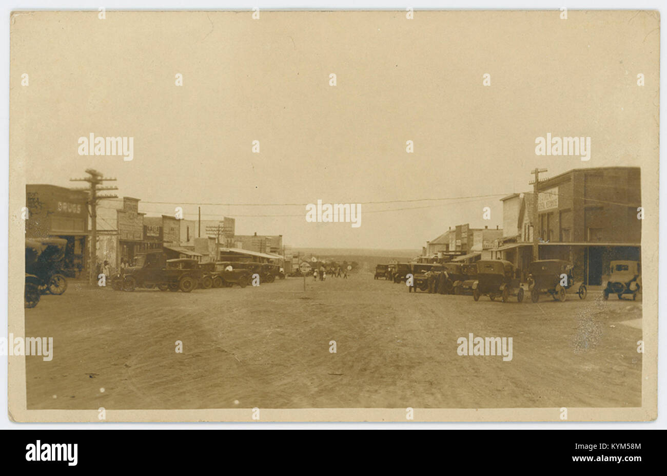 A vintage photograph of Main Street in Follett, Texas, capturing early ...