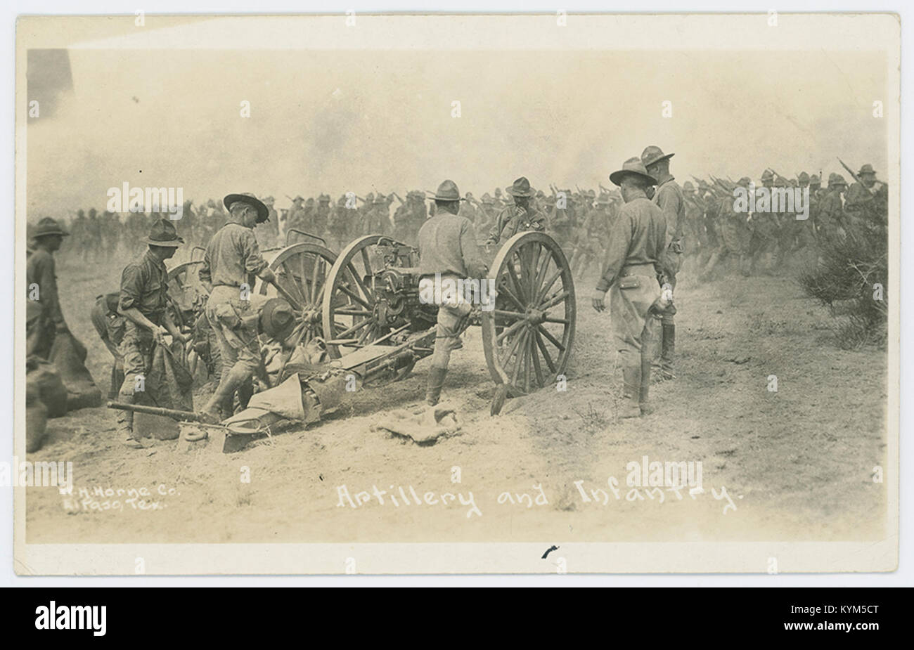 An illustration depicting artillery and infantry forces during the ...