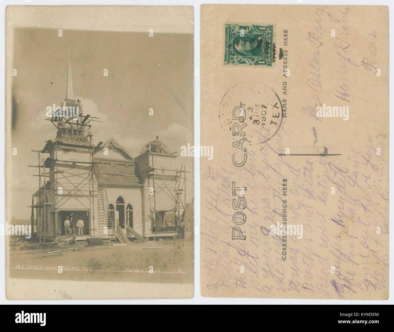 A historical photograph of the Methodist Episcopal Church in Grand ...