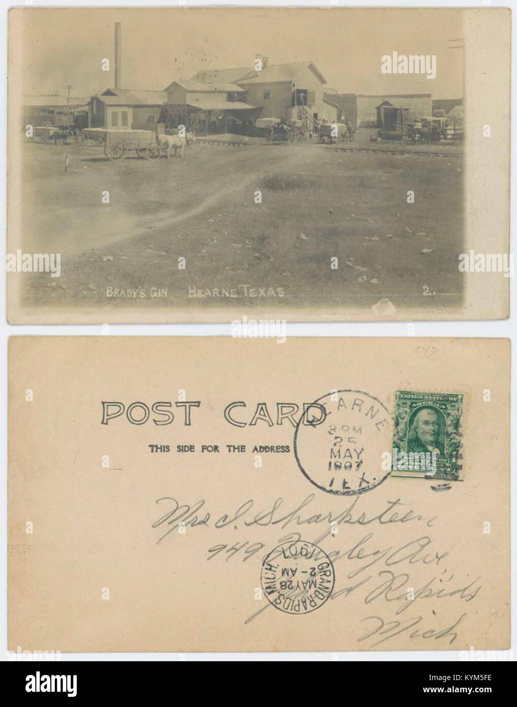 This vintage postcard shows Brady's Gin, a cotton gin operation in ...