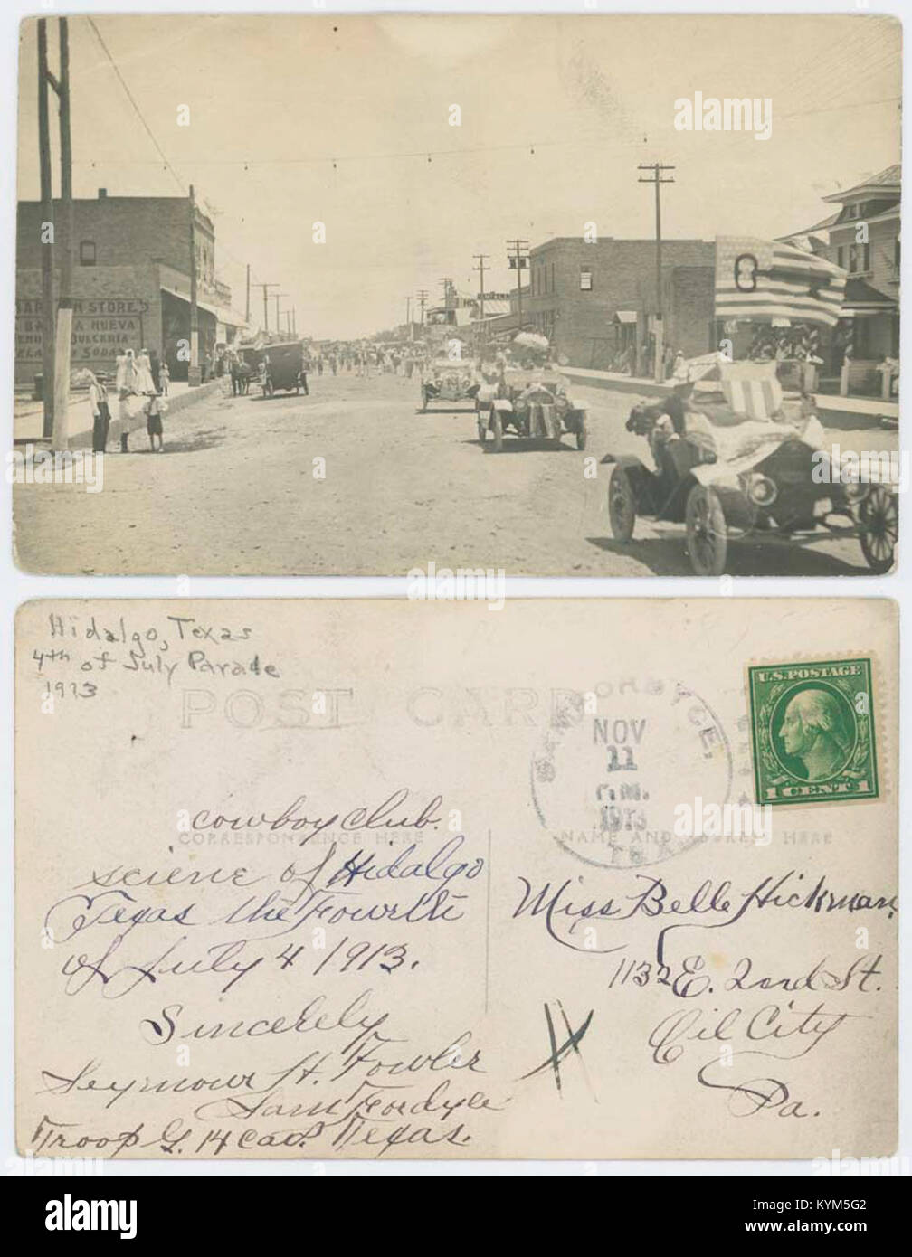 A 1913 photograph depicting the 4th of July Parade in Hidalgo, Texas ...