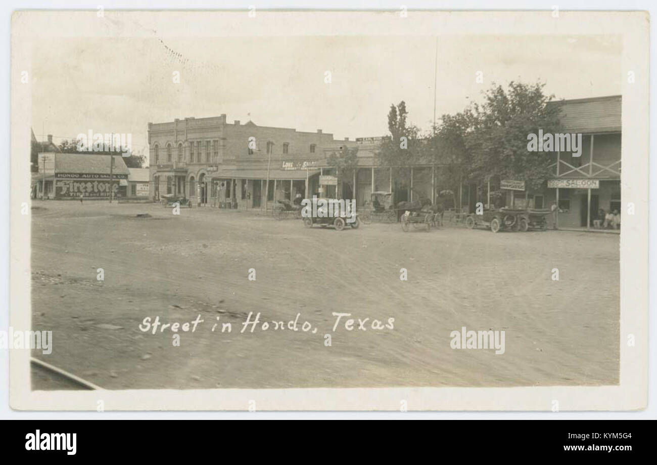 # A historical street scene in Hondo, Texas, showcasing various ...