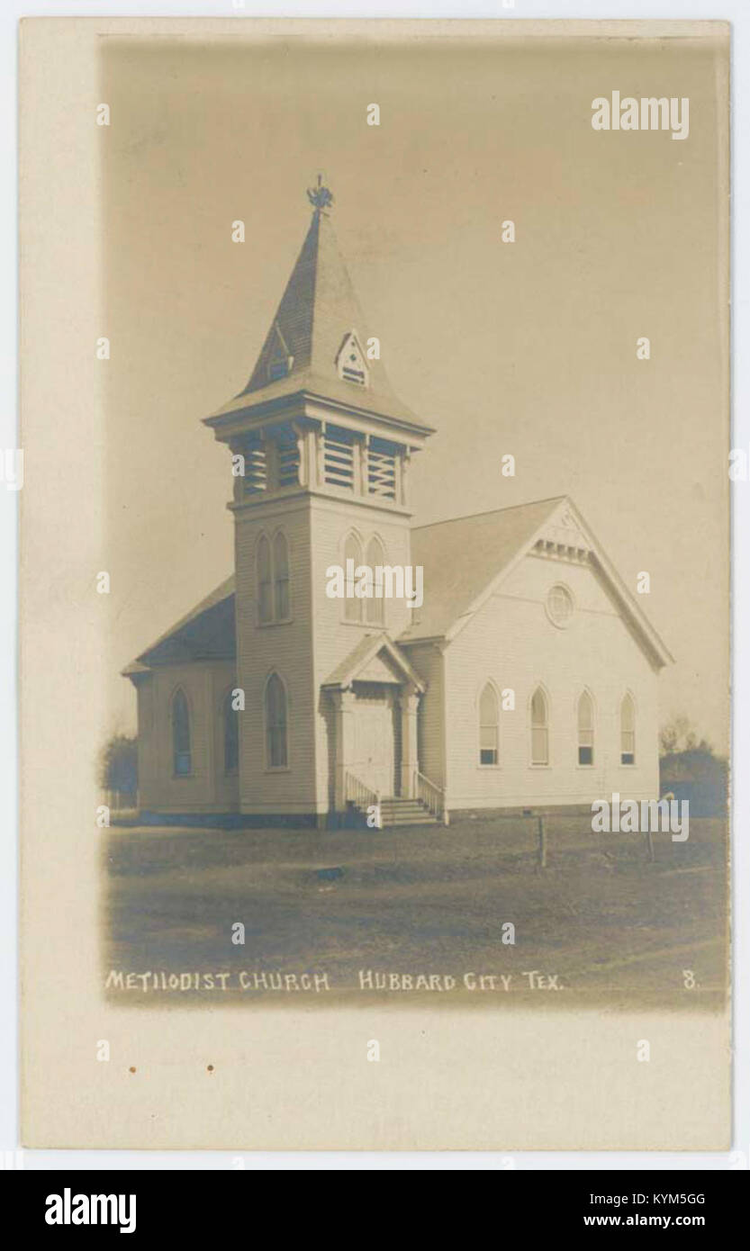 A historical photograph of the Methodist Church in Hubbard City, Texas ...