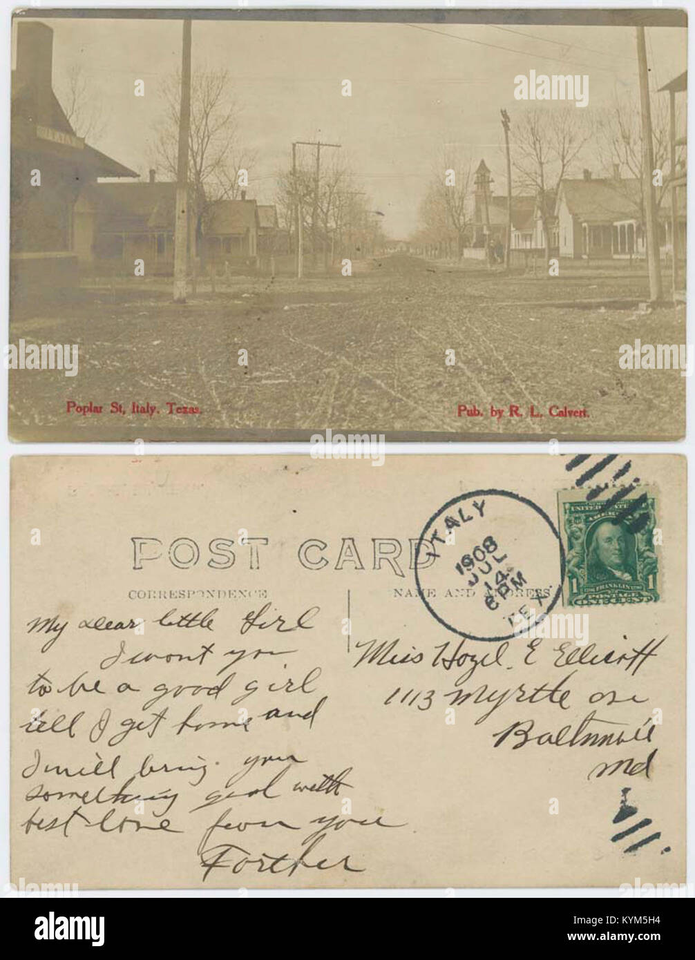 A historical photograph of Poplar Street in Italy, Texas, showcasing ...