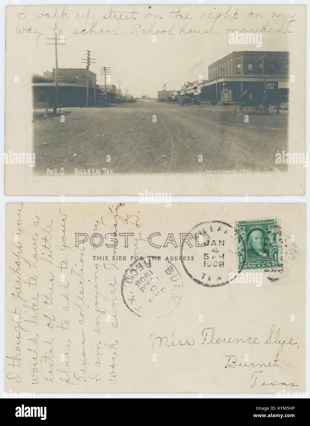 A real picture postcard (RPPC) capturing a street scene on Ave D in ...
