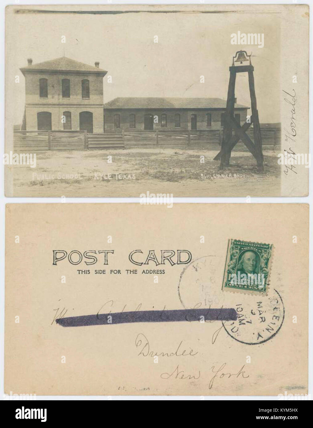 Historic image of the public school in Kyle, Texas, part of the Cook ...