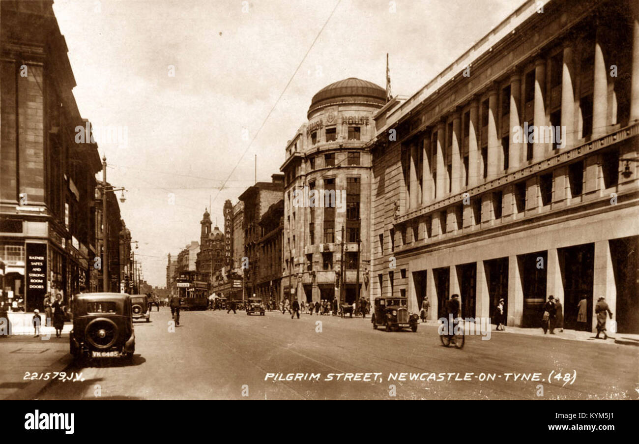 1930s view looking up Pilgrim Street in Newcastle upon Tyne, with ...