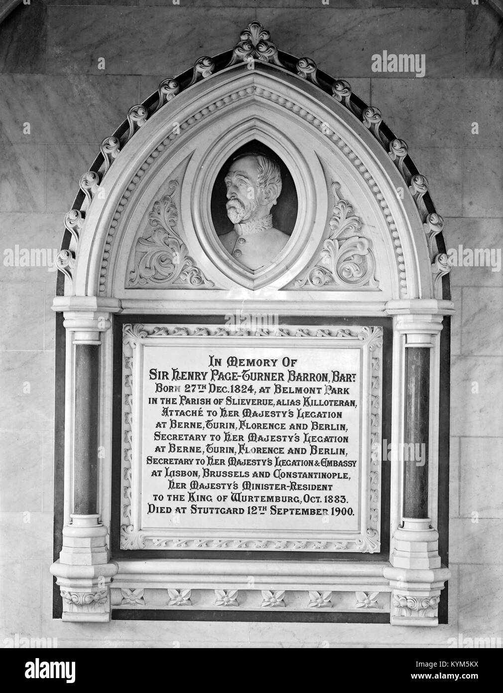 Glass negative of the monument to Sir Henry Barron, commissioned by The ...