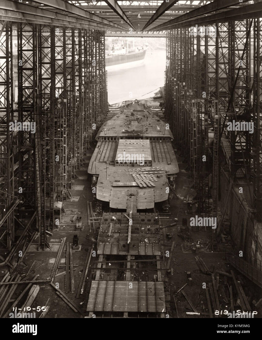 Work is in progress on the double bottom of the Northbank vessel, a ...