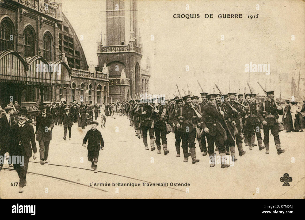 Photograph of Royal Marines passing through Ostend, Belgium, during ...