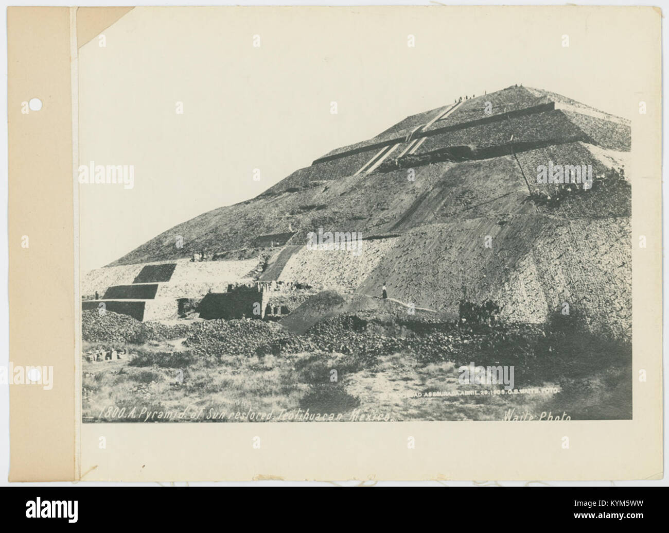 Photograph of the restored Pyramid of the Sun in Teotihuacan, Mexico ...