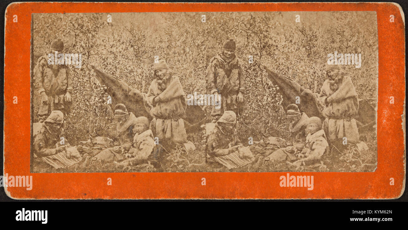 Photograph showing a Sami family in Tromsdalen, Norway. The image ...