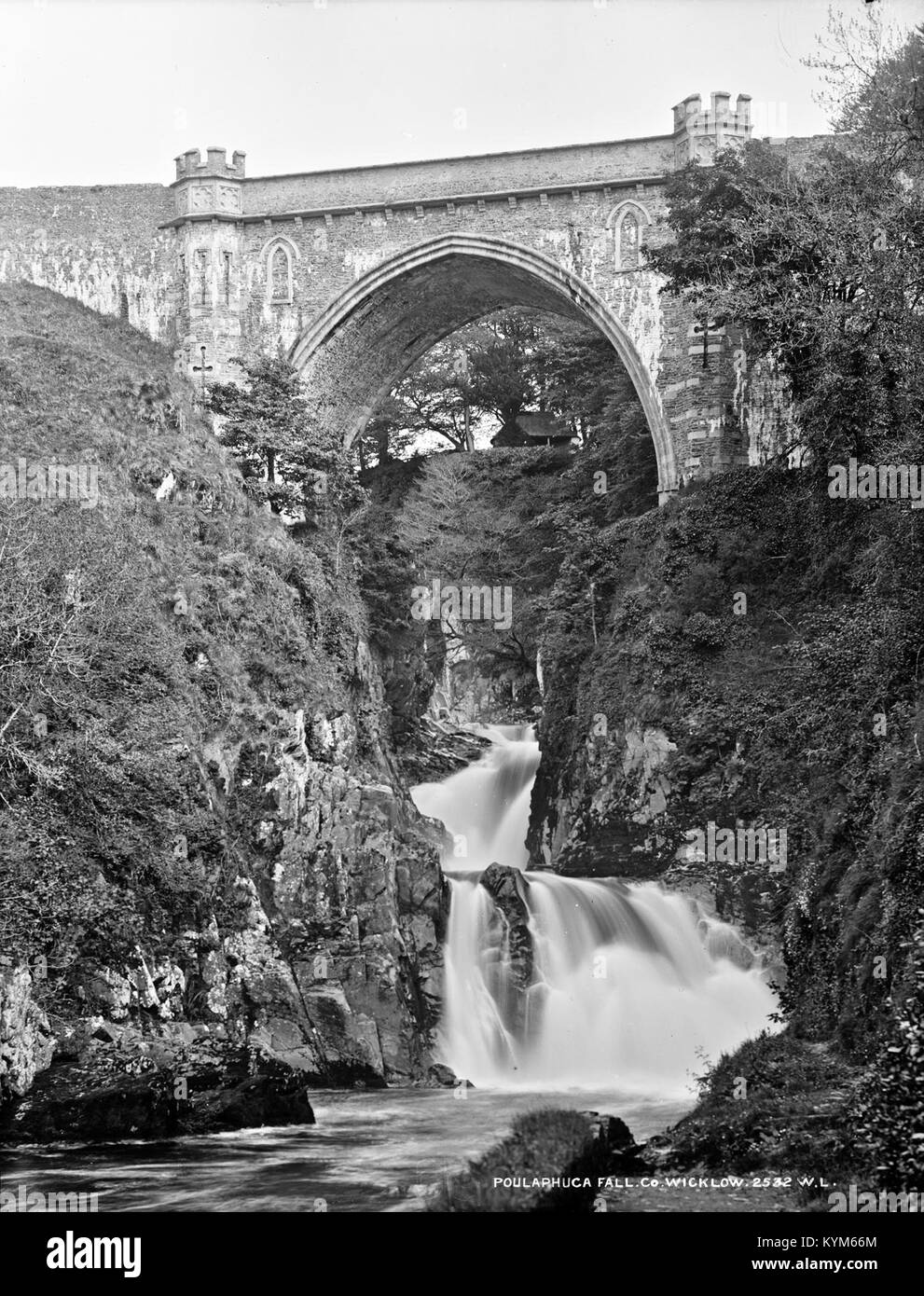 A historic image of Poulaphouca Waterfall, located in County Wicklow ...