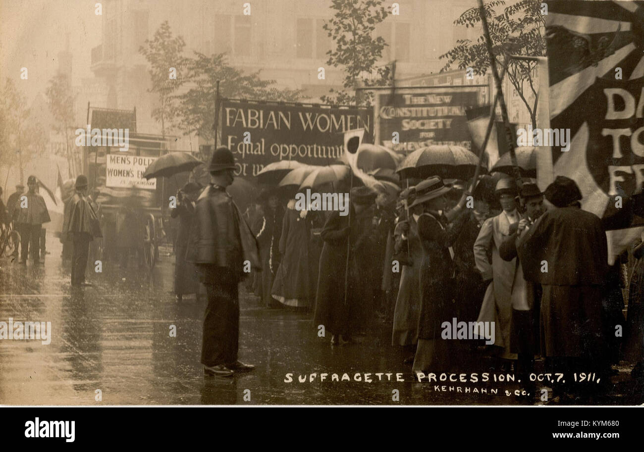 A photograph of a suffrage procession held on 7 October 1911, a ...