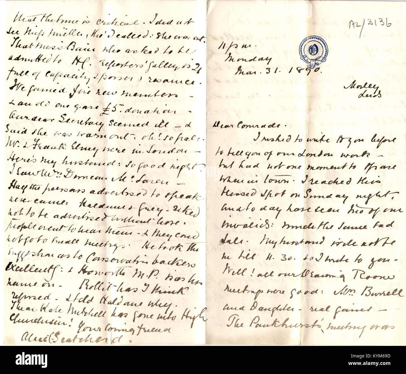 A historical letter from Mrs. Alice Cliff Scatcherd to Mrs. McIlquham ...