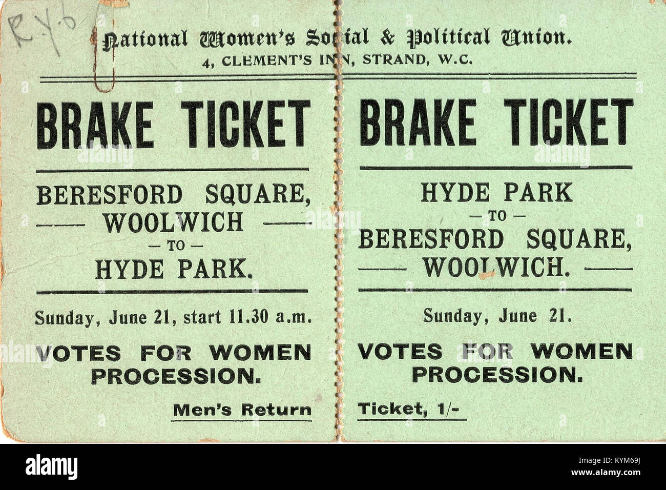 A vintage ticket for the procession held on Sunday, June 21, 1908. The ...