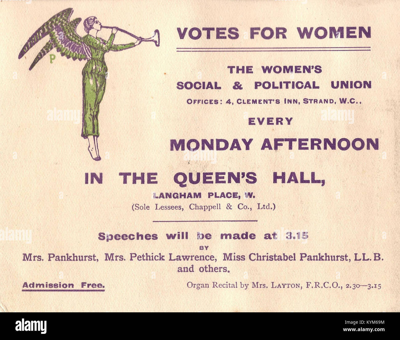 A Women's Social and Political Union (WSPU) ticket for Monday afternoon ...