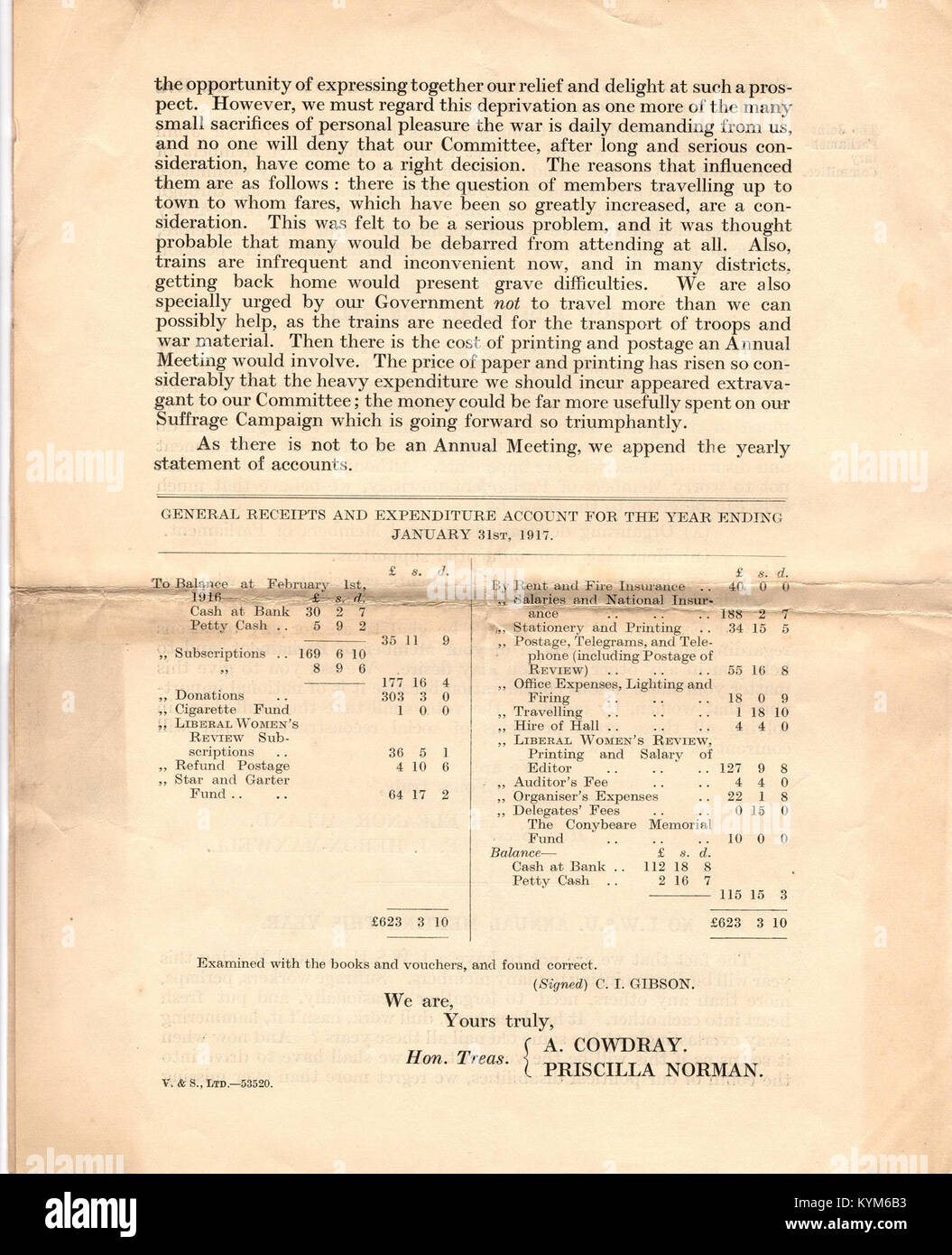 A historical circular letter from the Liberal Women's Suffrage Union ...