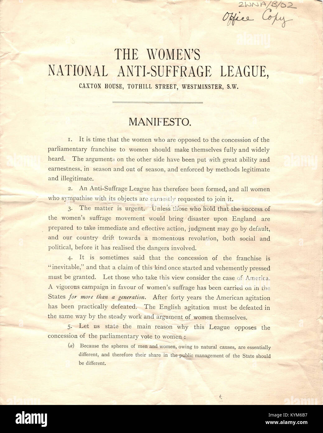 A historical image of the first page of the Women's National Anti ...