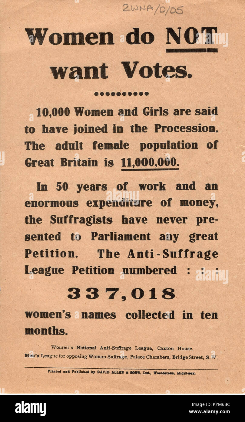 Women's national anti suffrage league hi-res stock photography and ...