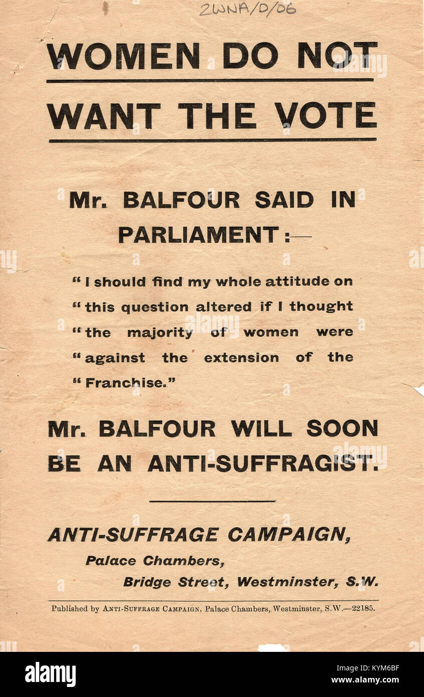A historical leaflet from the Women's National Anti-Suffrage League ...
