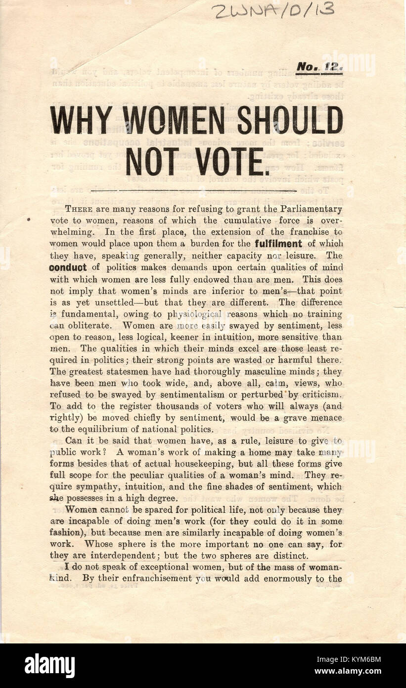 Photograph of a page from the Women's National Anti-Suffrage League ...