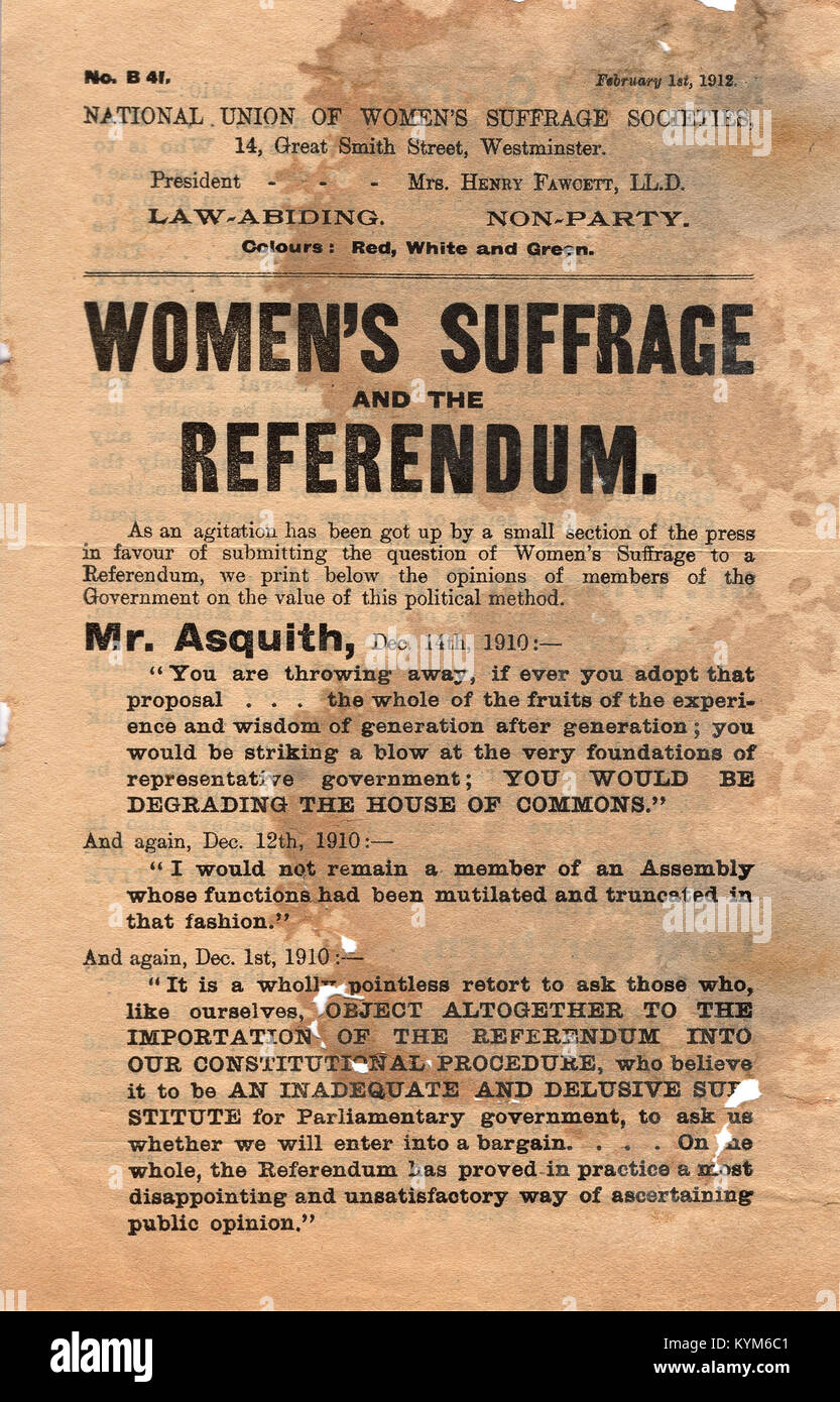 Historical leaflet from the National Union of Women's Suffrage ...