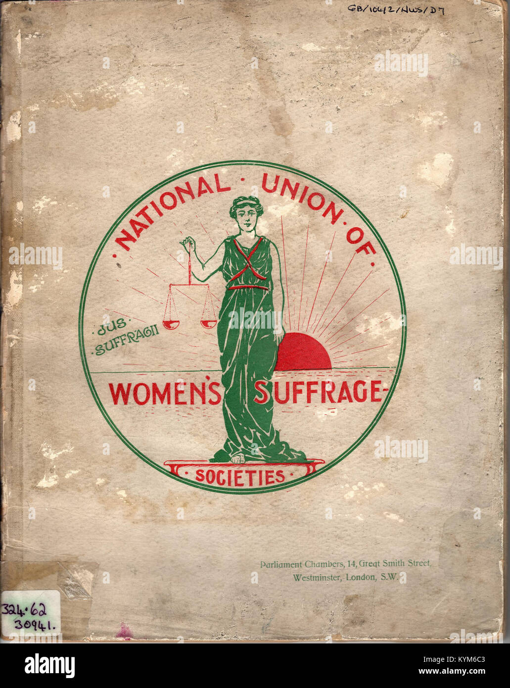 The cover of a notebook from the National Union of Women's Suffrage ...