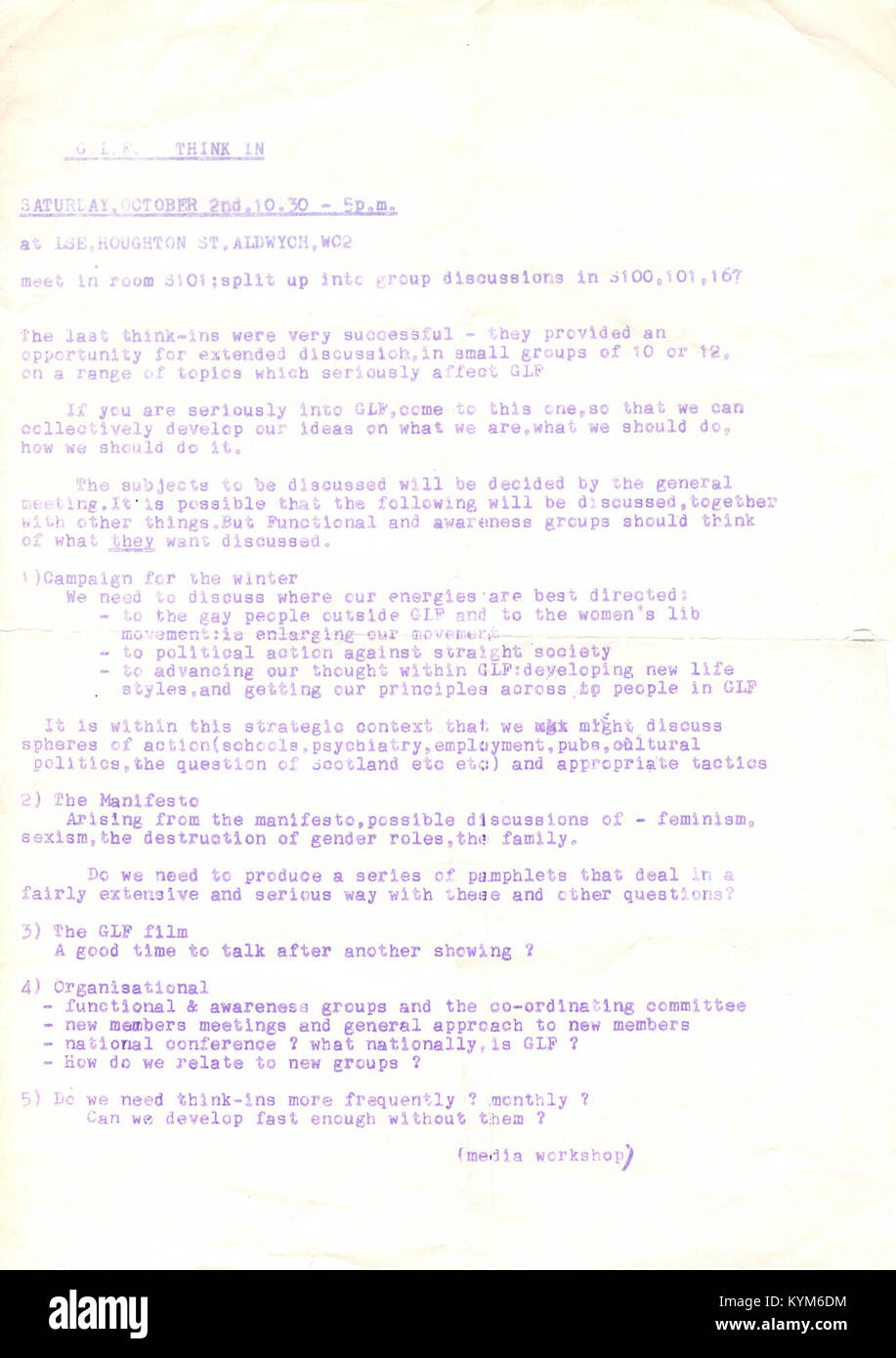 A photograph documenting the Gay Liberation meeting at the London ...