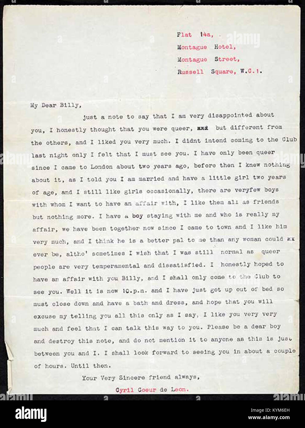 Letter in evidence of a disorderly house at The Caravan 35080396264 o ...