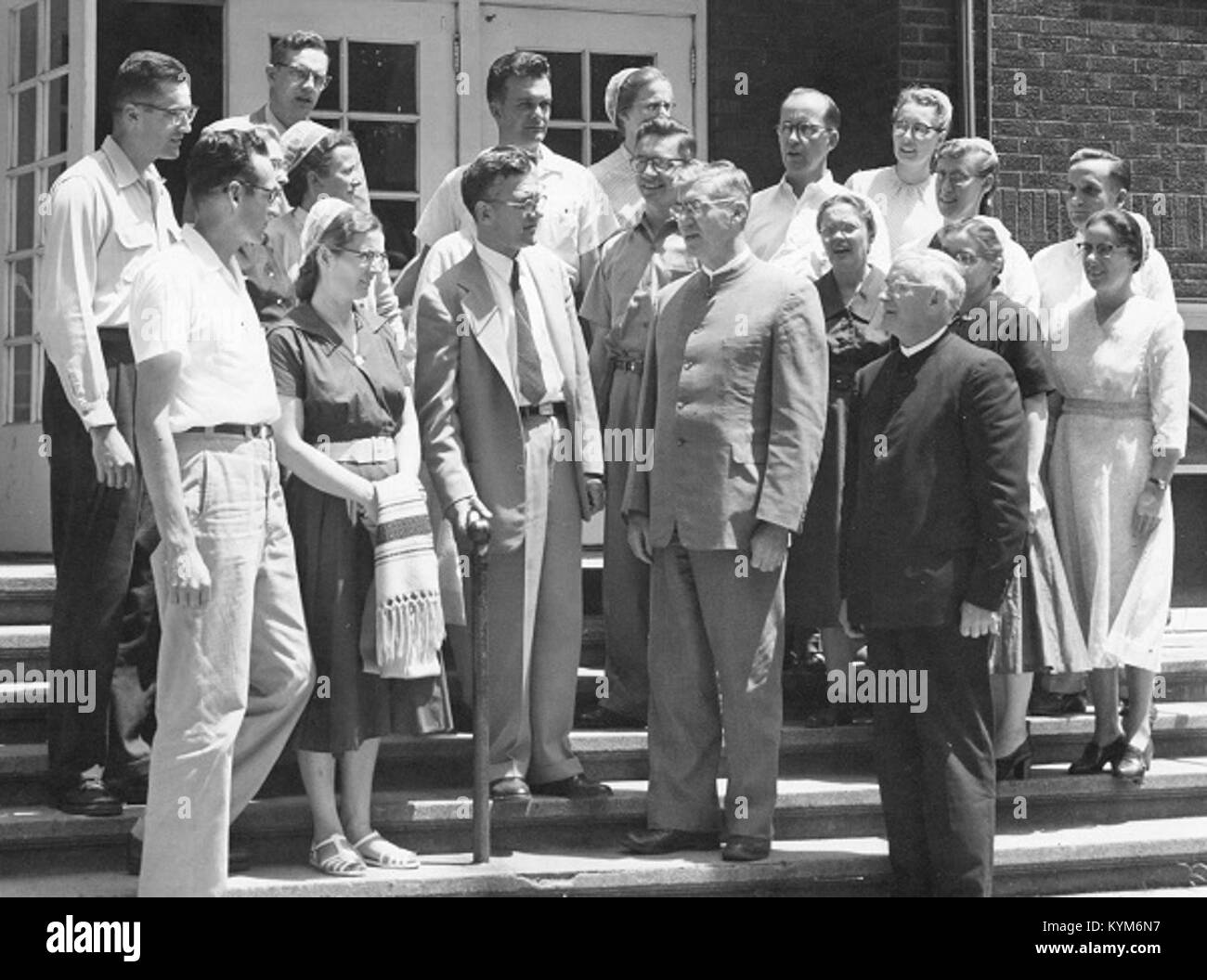 A photograph from 1956 showing missionaries on furlough attending a ...