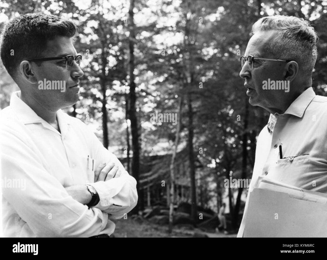 Photograph of Paul Kraybill and Orie Miller, captured at the 1954 ...
