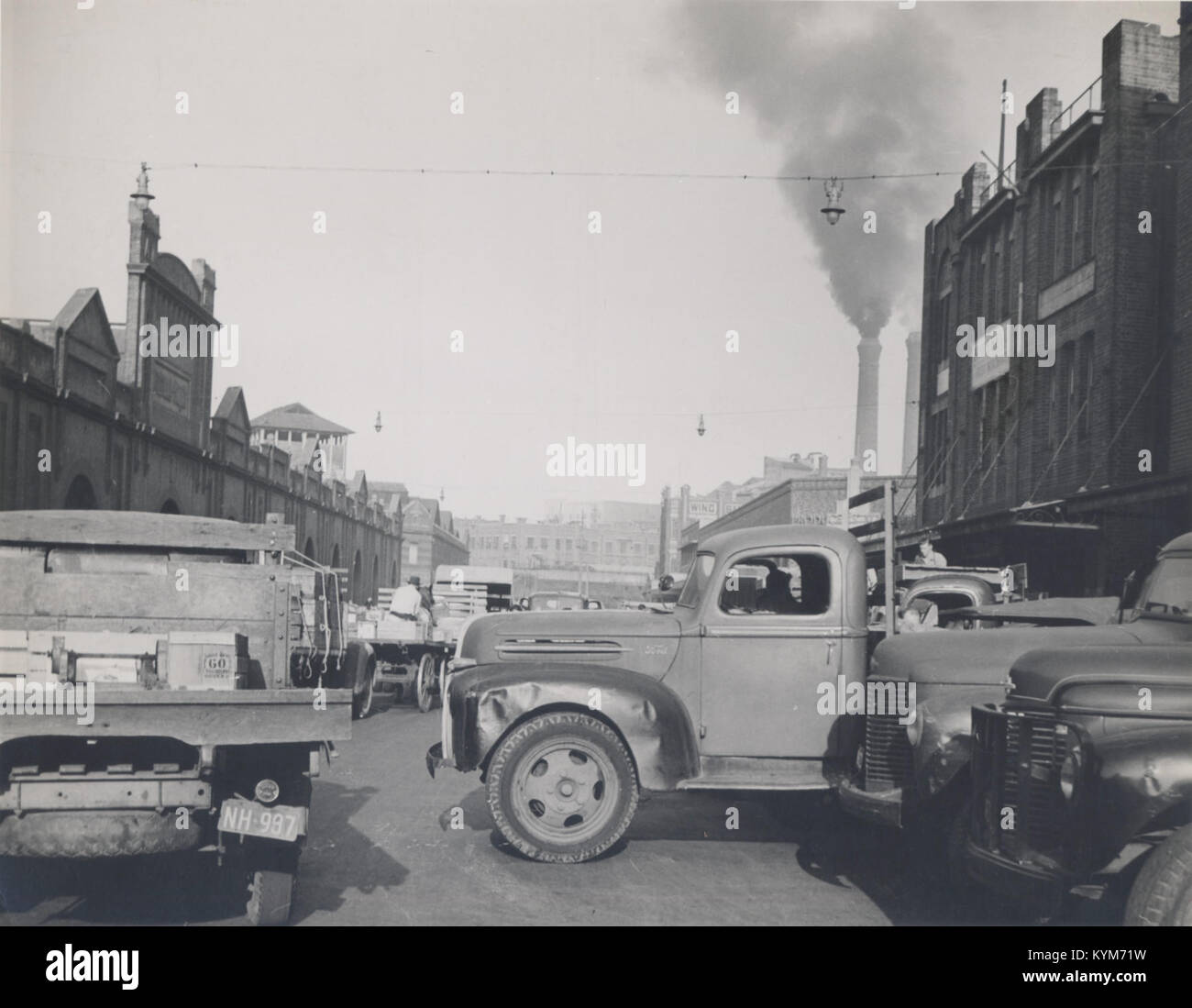 A photograph of the Sydney Fruit Markets, showing a bustling market ...