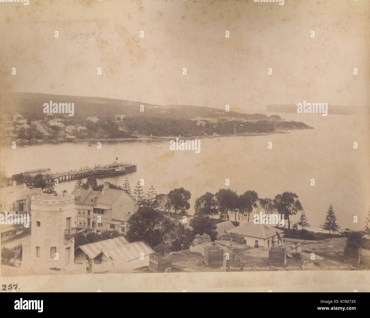 A historical photograph of Manly, taken from Dalley's Tower, looking ...