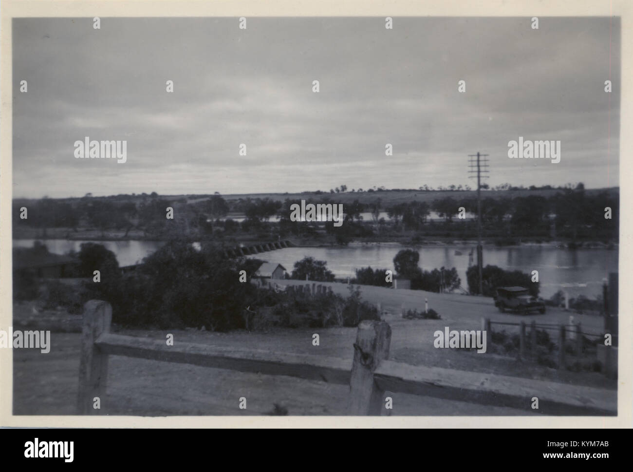 A historical photograph of the view of the Murray River from a hotel in ...