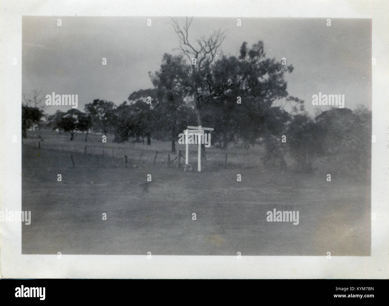 A historical image depicting the border line between South Australia ...