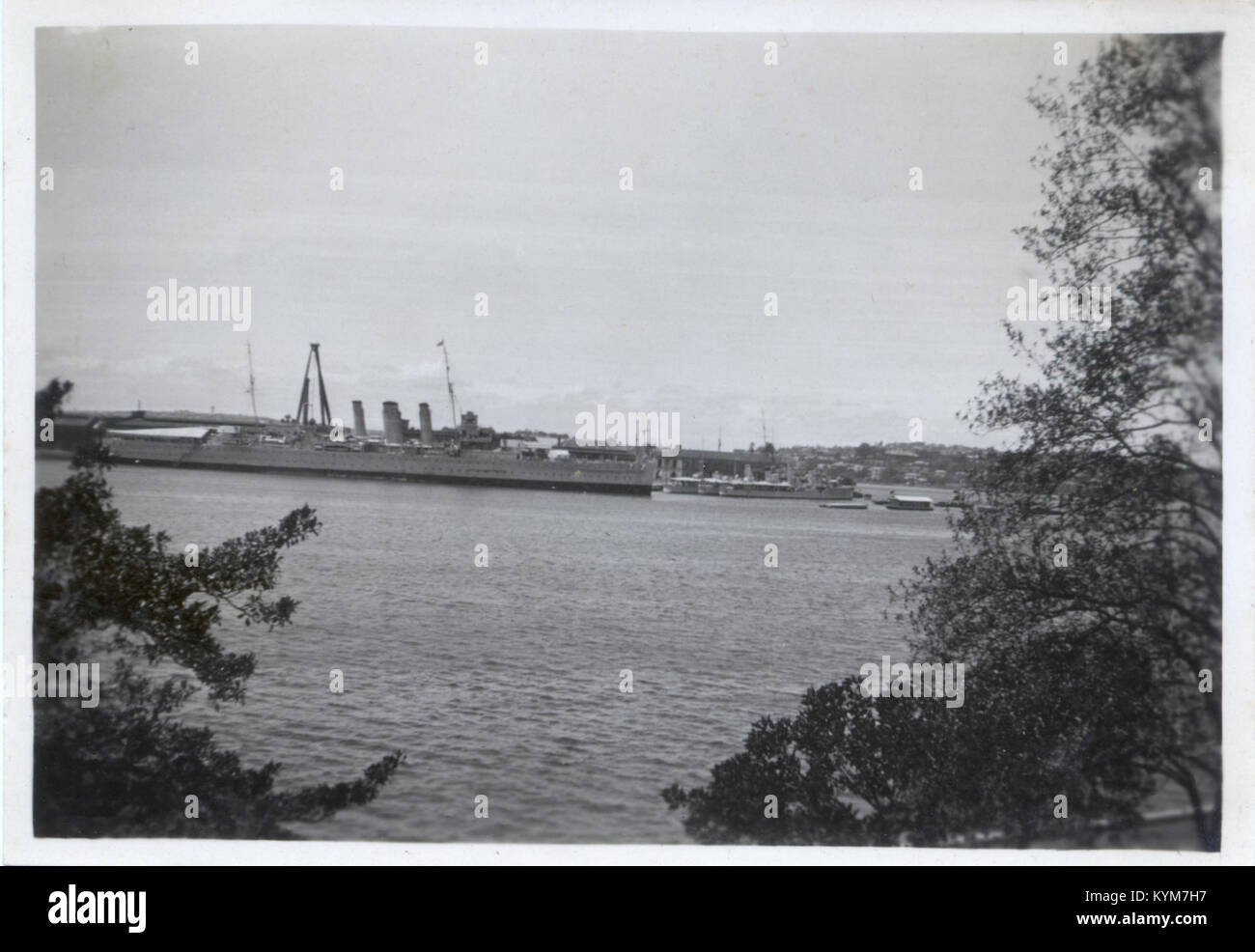 A photograph of the naval base at Garden Island, Sydney, in 1936 ...