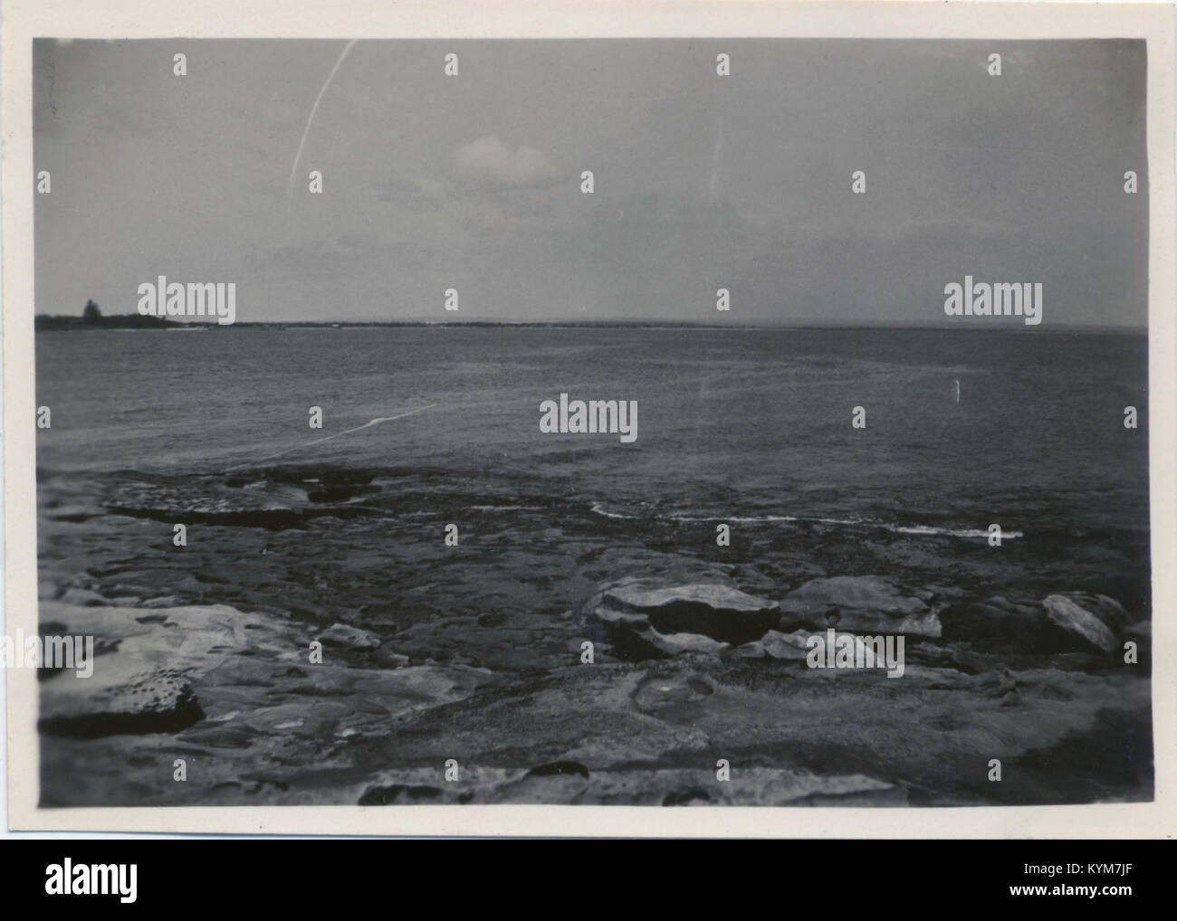 A historical photograph of Botany Bay, Sydney, taken in 1936, showing ...