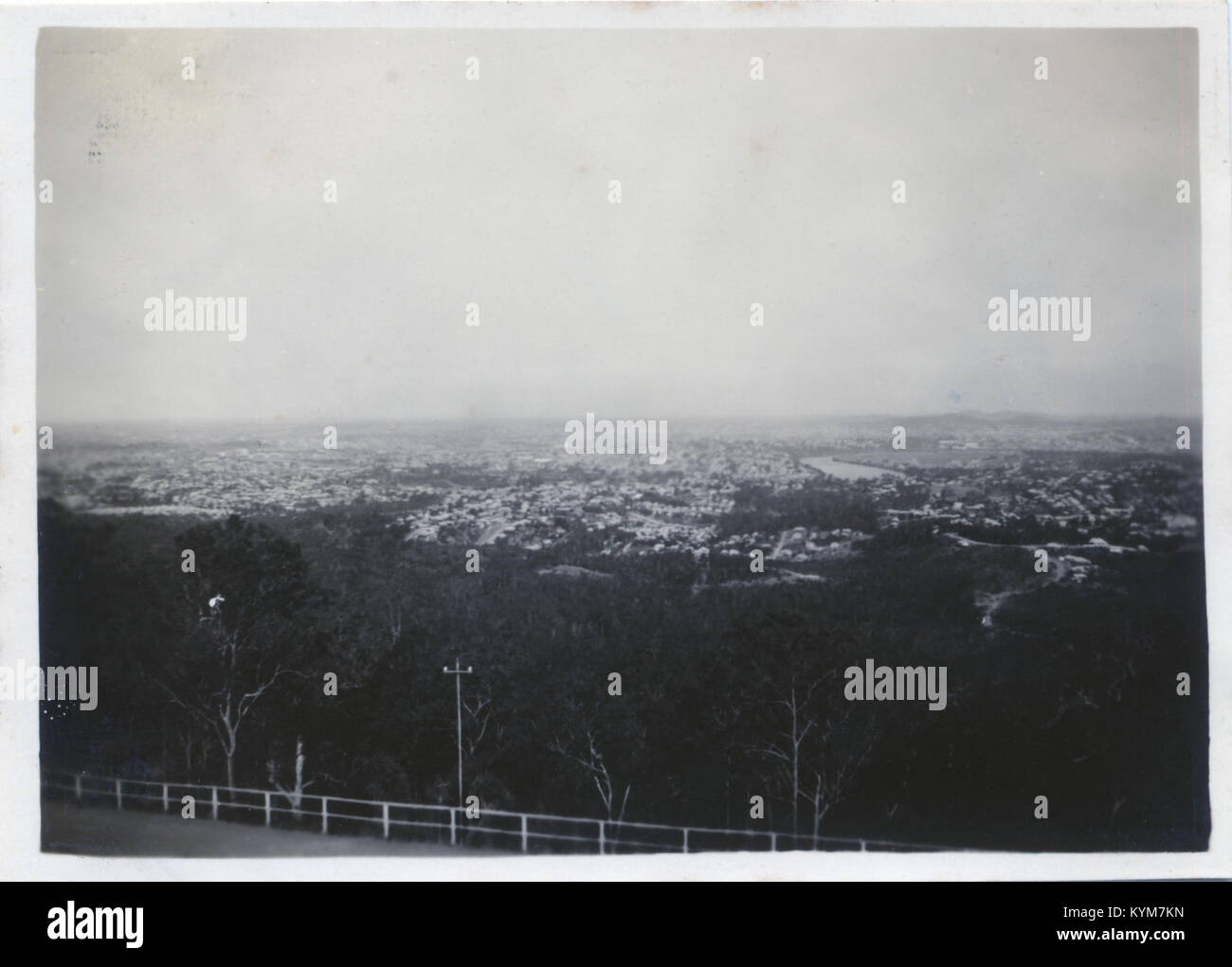 This photograph captures a panoramic view of Brisbane from Mount Cootha ...