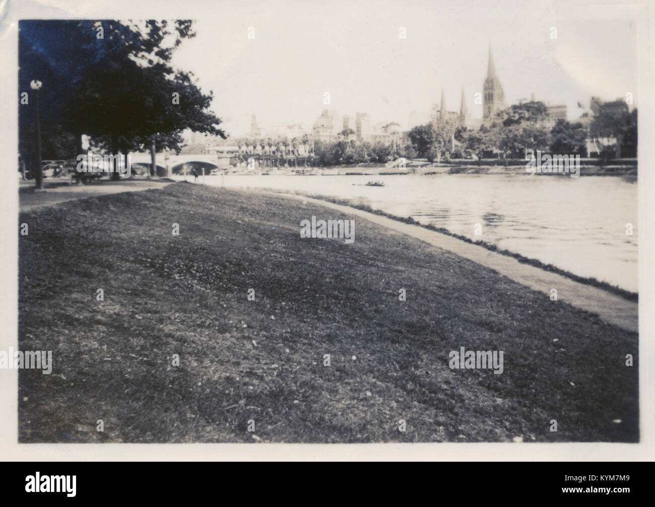 A photograph of the Yarra River in Melbourne, taken in 1936. The image ...