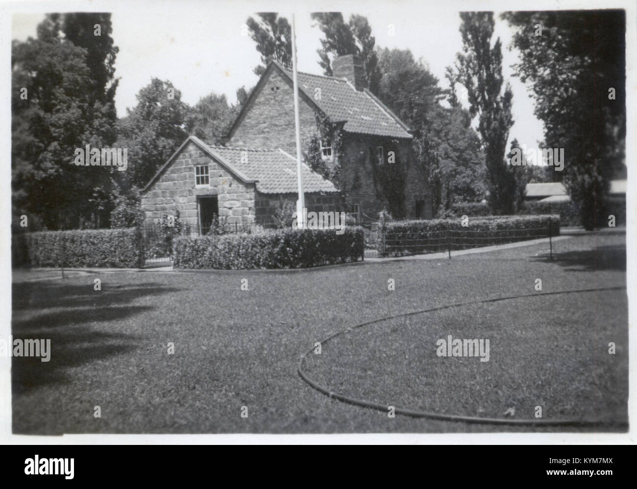 A 1936 photograph of Captain Cook's Cottage in Melbourne, showcasing ...