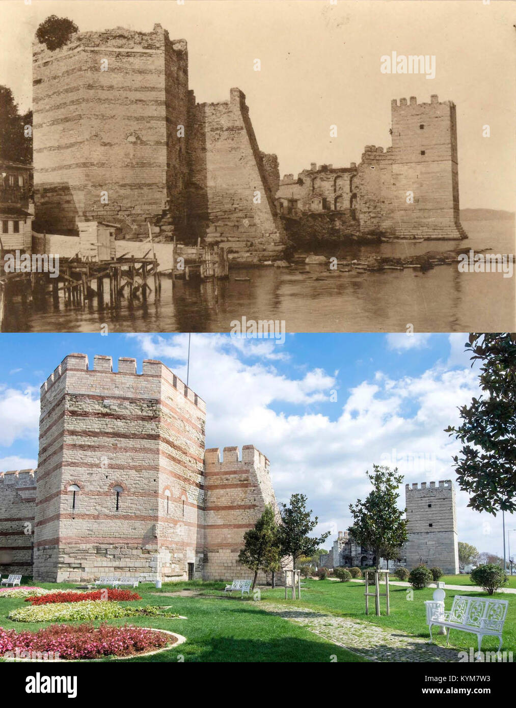 A photograph of the Marble Tower located within the city walls of ...