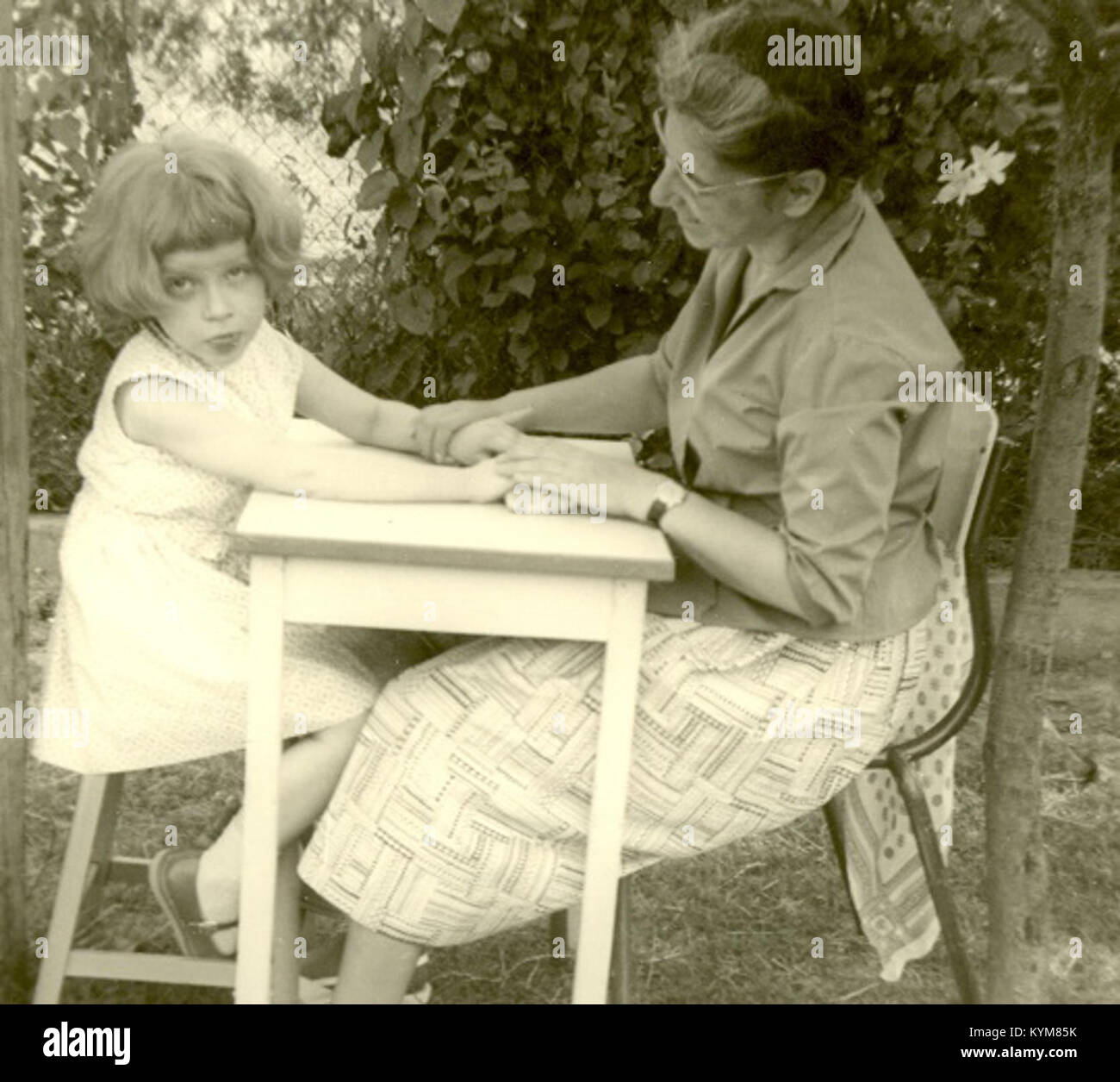 A historical illustration featuring Madame Summermeyer with a student ...