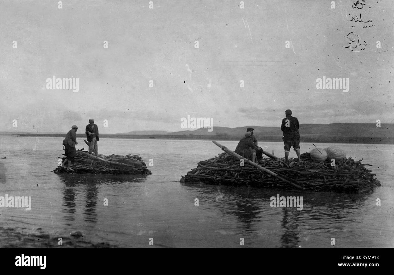 An illustration depicting transportation on the Dicle River in ...