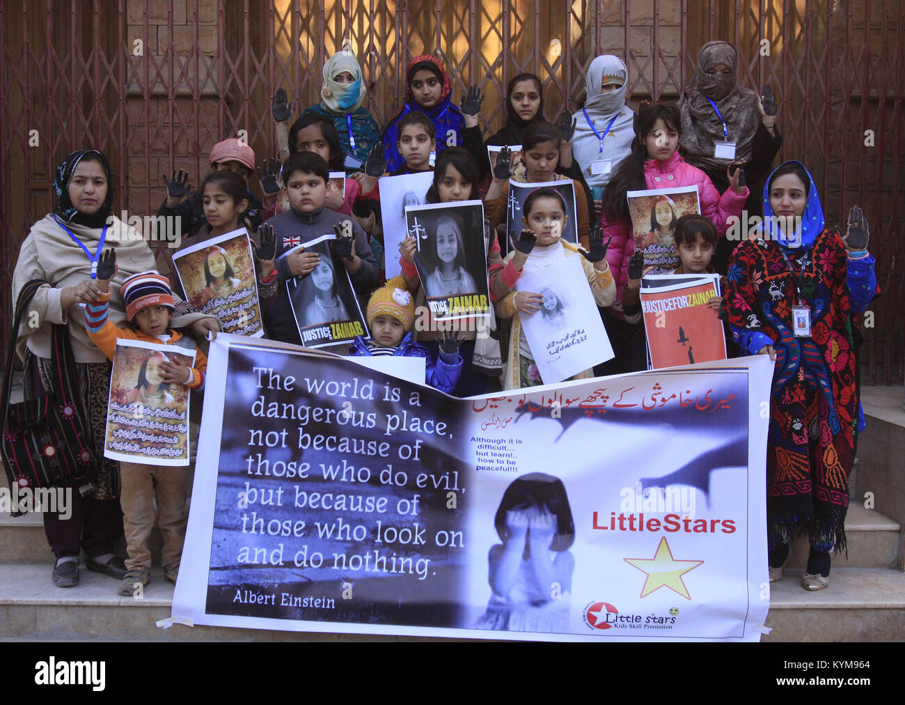Quetta, Pakistan. 14th Jan, 2018. Kids are holding protest against the ...